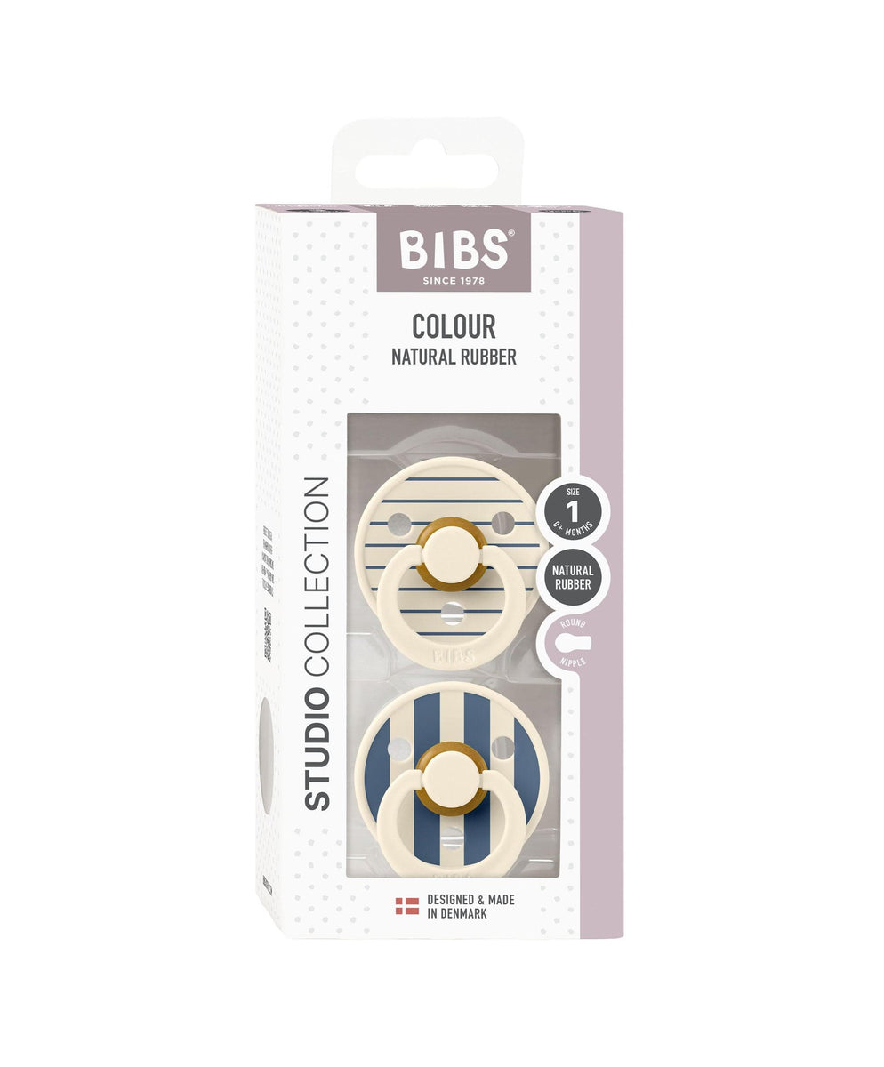 BIBS Pacifier Studio Colour (2 Pack) Ivory/Steel Blue – Mamas & Papas UK