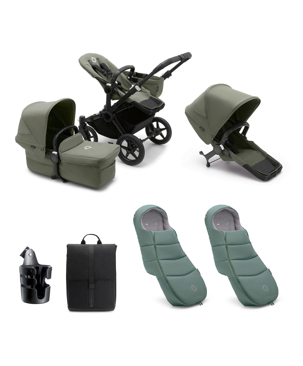 Bugaboo Donkey 5 Duo Pushchair Essential Bundle - Forest Green – Mamas & Papas UK