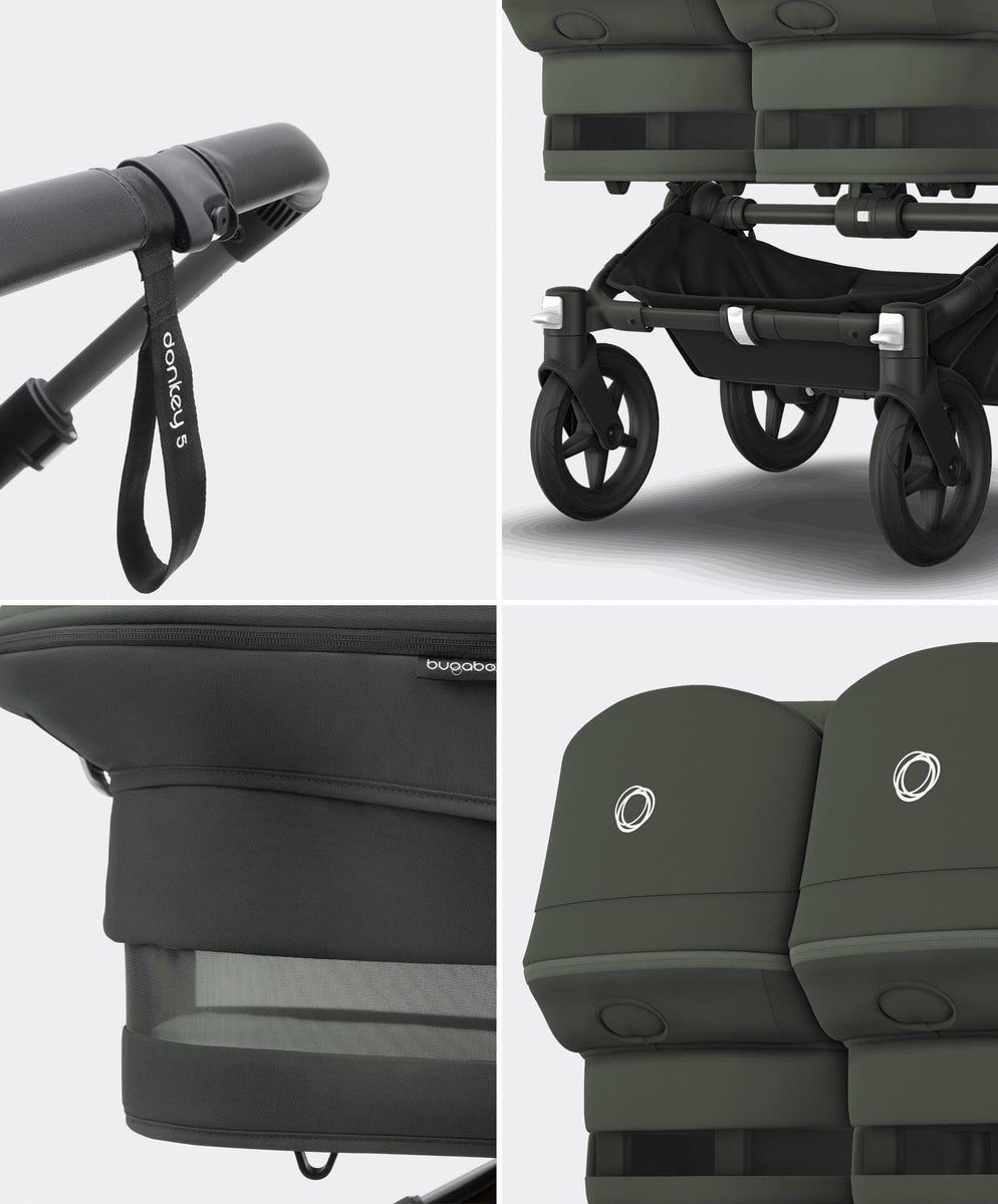 Bugaboo Donkey 5 Twin Carrycot & Seat Pushchair - Forest Green – Mamas ...