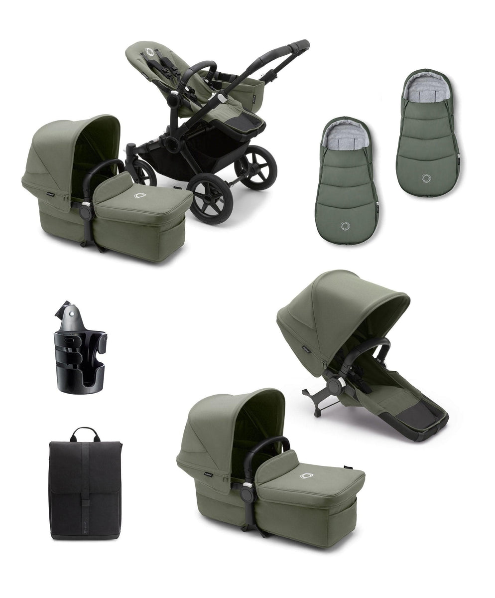 Bugaboo Donkey 5 Twin Pushchair Essential Bundle (8 Pieces) - Forest G – Mamas & Papas UK
