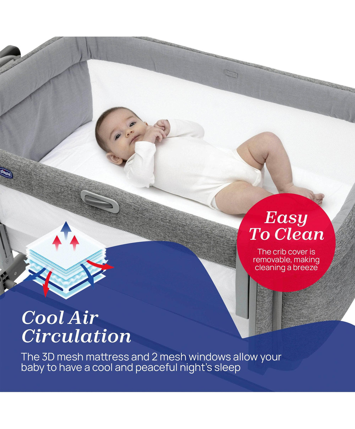 Chicco Next2Me Magic Evo Bedside Crib – Dark Grey – Mamas & Papas UK