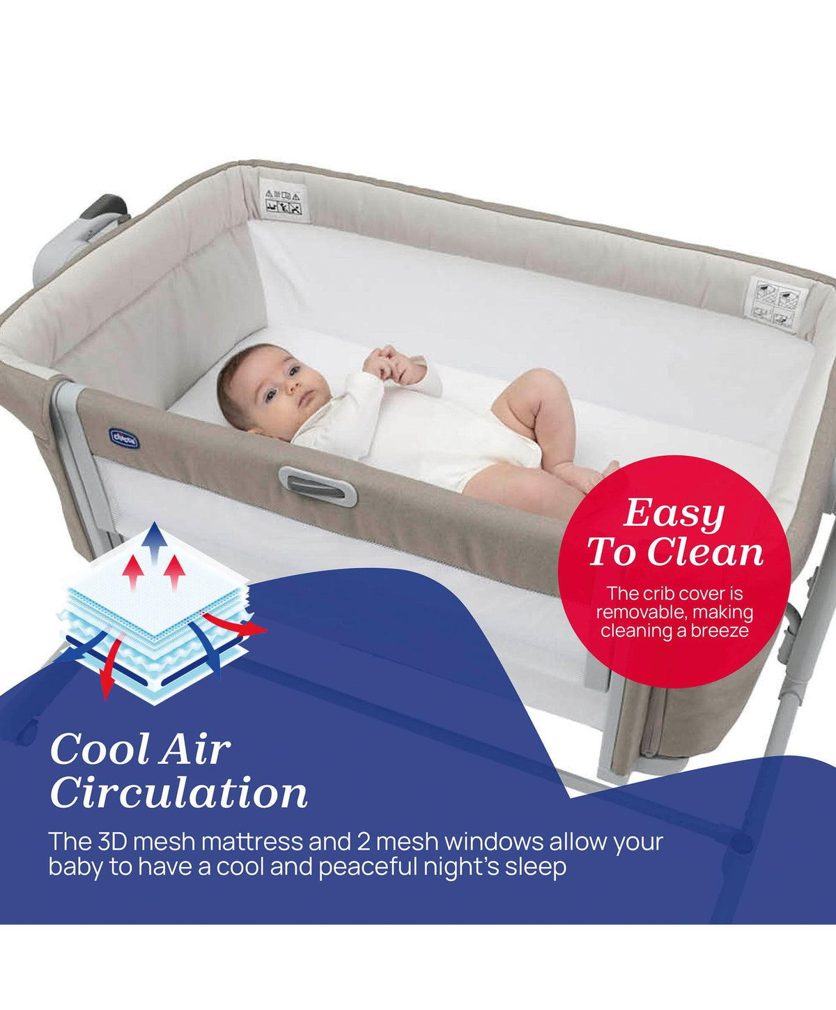 Chicco Next2Me Magic Evo Bedside Crib – Desert Taupe – Mamas & Papas UK