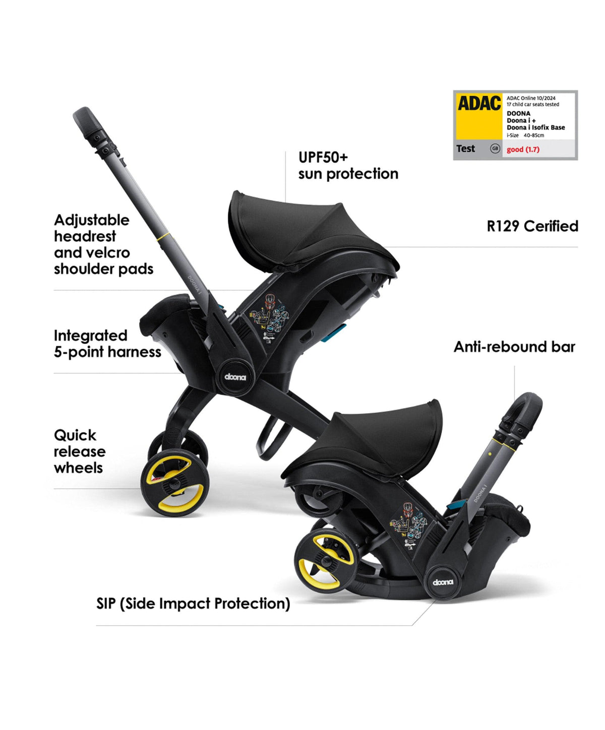 Doona i Car Seat & Stroller - Nitro Black – Mamas & Papas UK