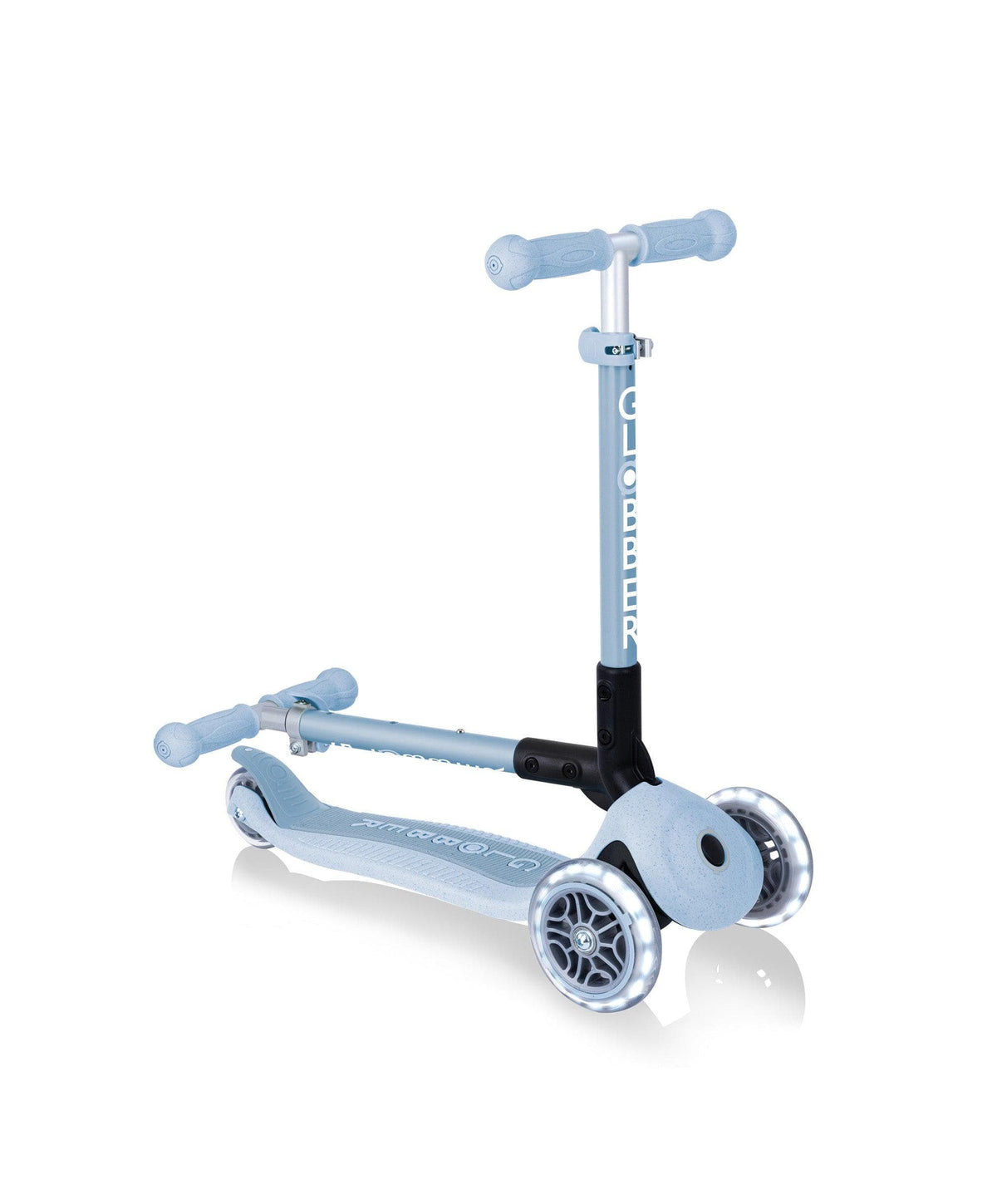 Globber Junior Foldable Lights Eco Scooter - Blueberry – Mamas & Papas UK