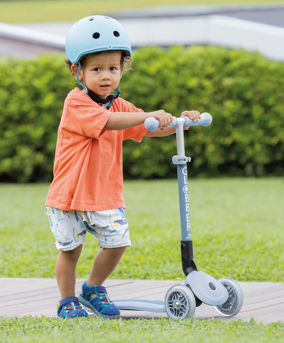 Globber Junior Foldable Lights Eco Scooter - Blueberry – Mamas & Papas UK