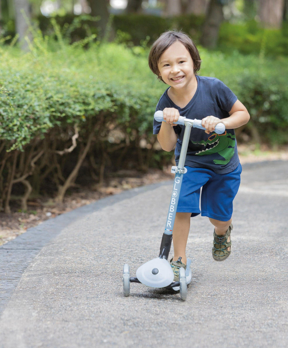 Globber Junior Foldable Lights Eco Scooter - Blueberry – Mamas & Papas UK