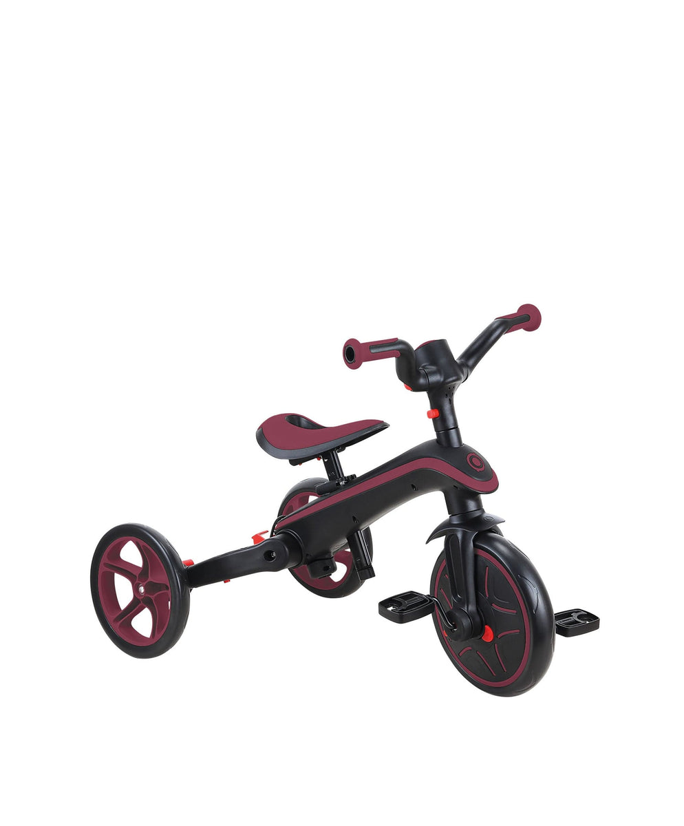 Globber Explorer Trike Foldable 4in1 - Burgundy – Mamas & Papas UK