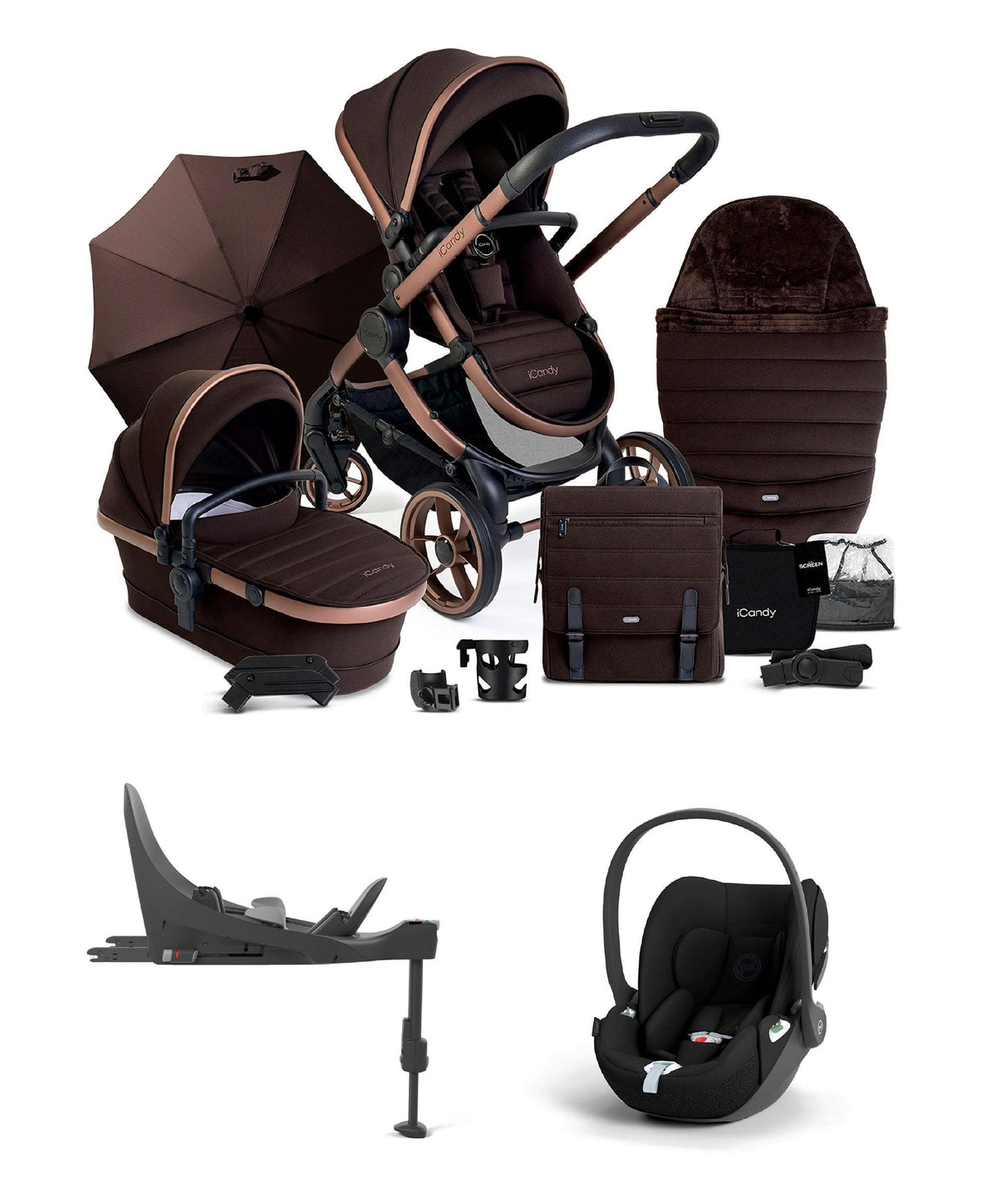 iCandy Peach 7 Complete Pushchair Bundle with Cybex Cloud T Car Seat ...