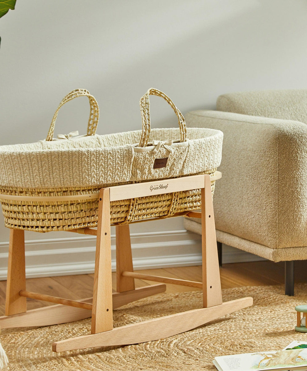 Little Green Sheep Knitted Moses Basket - Linen – Mamas & Papas UK