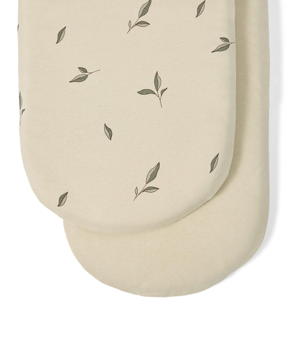 Little Green Sheep Moses Basket Sheets (Pack of 2) Leaf Print – Mamas ...