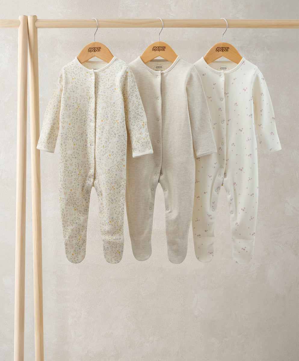 Bunny Sleepsuits (Pack of 3) – Mamas & Papas UK