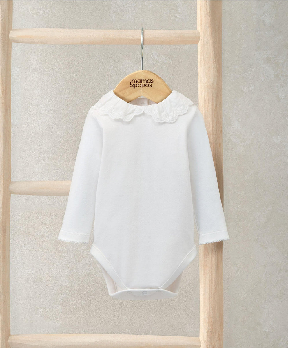 Embroidered Peter Pan Collar Bodysuit - White – Mamas & Papas UK