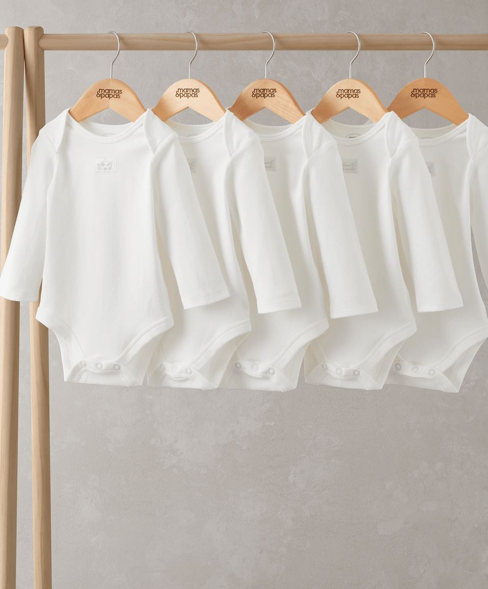 Organic Cotton Longsleeved Bodysuits (5 Pack) - White – Mamas & Papas UK