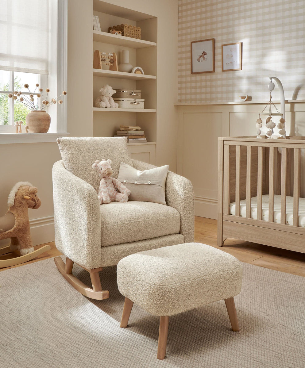Alma Nursing Chair & Stool - Off White Boucle – Mamas & Papas UK