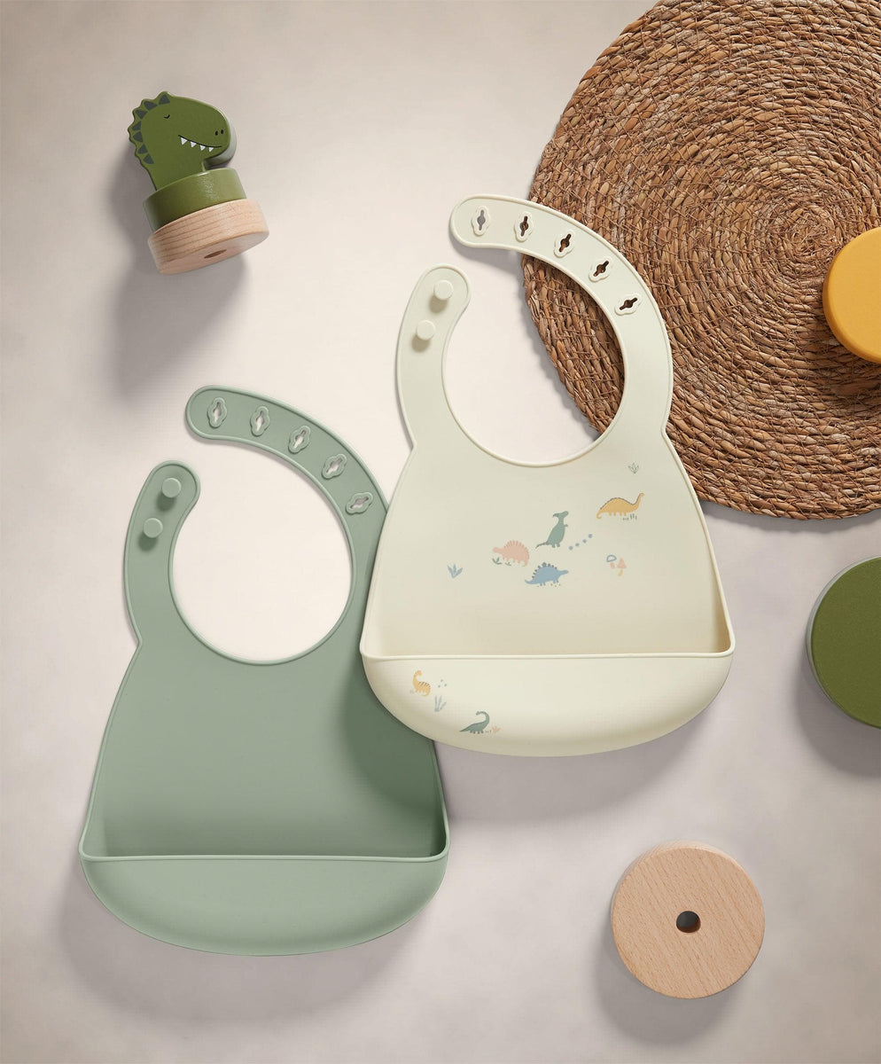 Silicone Bibs (2 Pack) - Dino Teal – Mamas & Papas UK