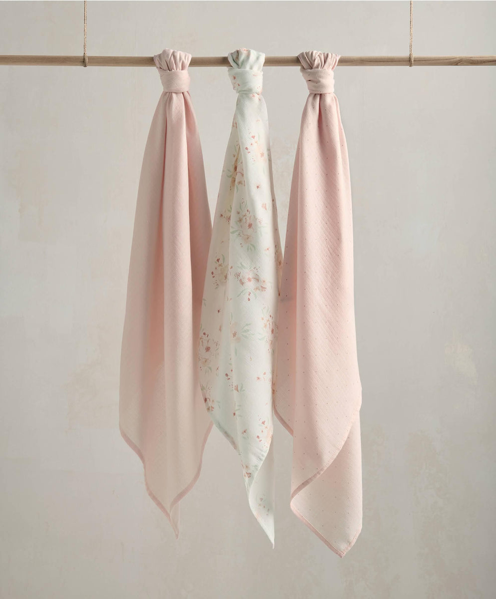 Large Floral Muslin Cloths - 3 Pack – Mamas & Papas UK