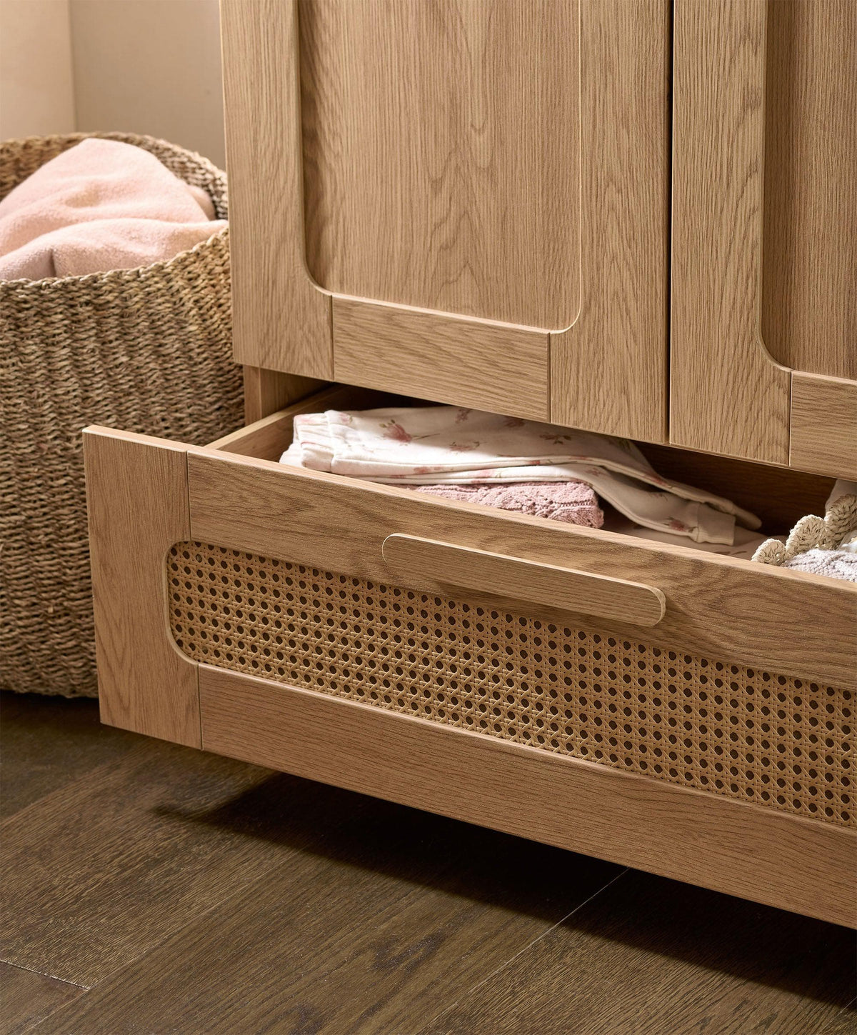 Esna 3 Piece Cotbed Set with Dresser Changer & Wardrobe - Rattan ...