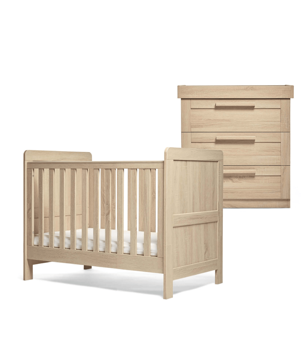 Atlas 2 Piece Small Cotbed Set with Dresser Changer - Light Oak – Mamas ...