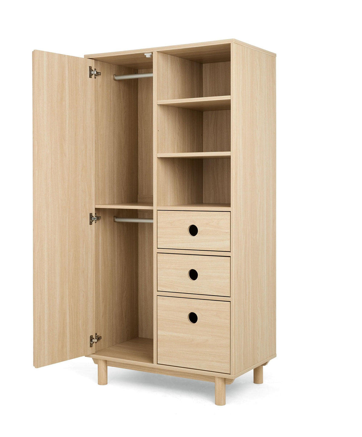 Oska 3 Piece Cotbed Range With Wide Dresser Changer & Wardrobe - Oak ...
