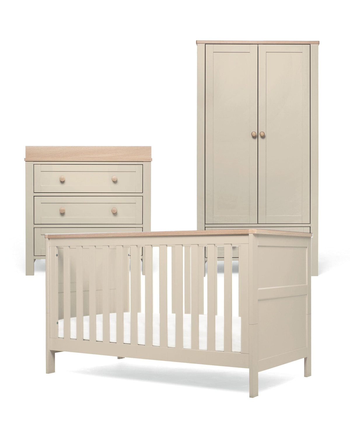 Wedmore 3 Piece Cotbed Set with Dresser Changer & Wardrobe - Pebble Gr ...