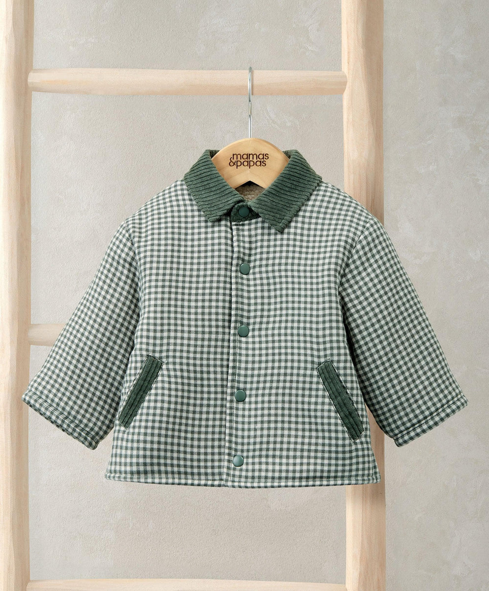 Check Jacket with Borg Lining & Cord Collar - Green – Mamas & Papas UK