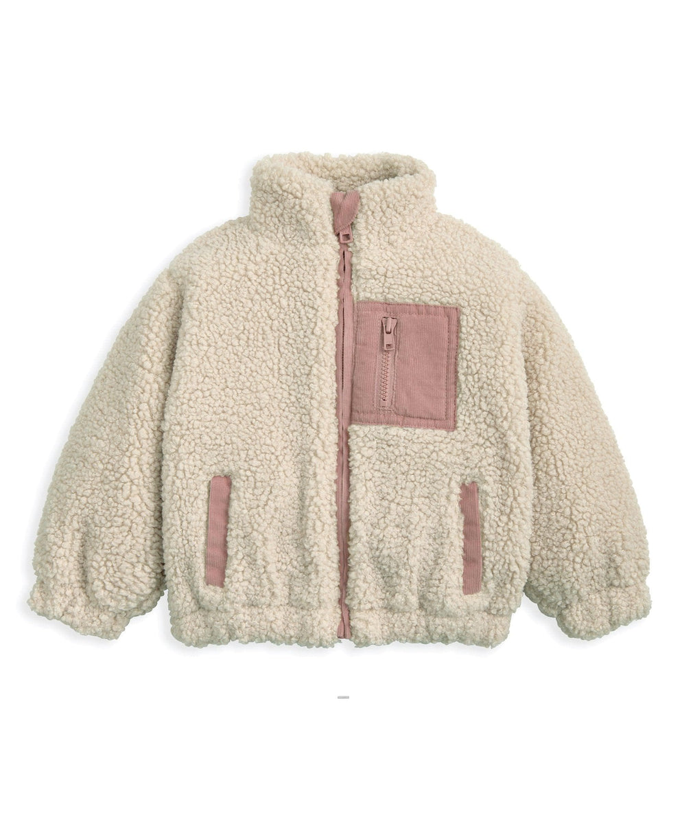 Funnel Neck Borg Jacket with Chest Pocket - Cream – Mamas & Papas UK