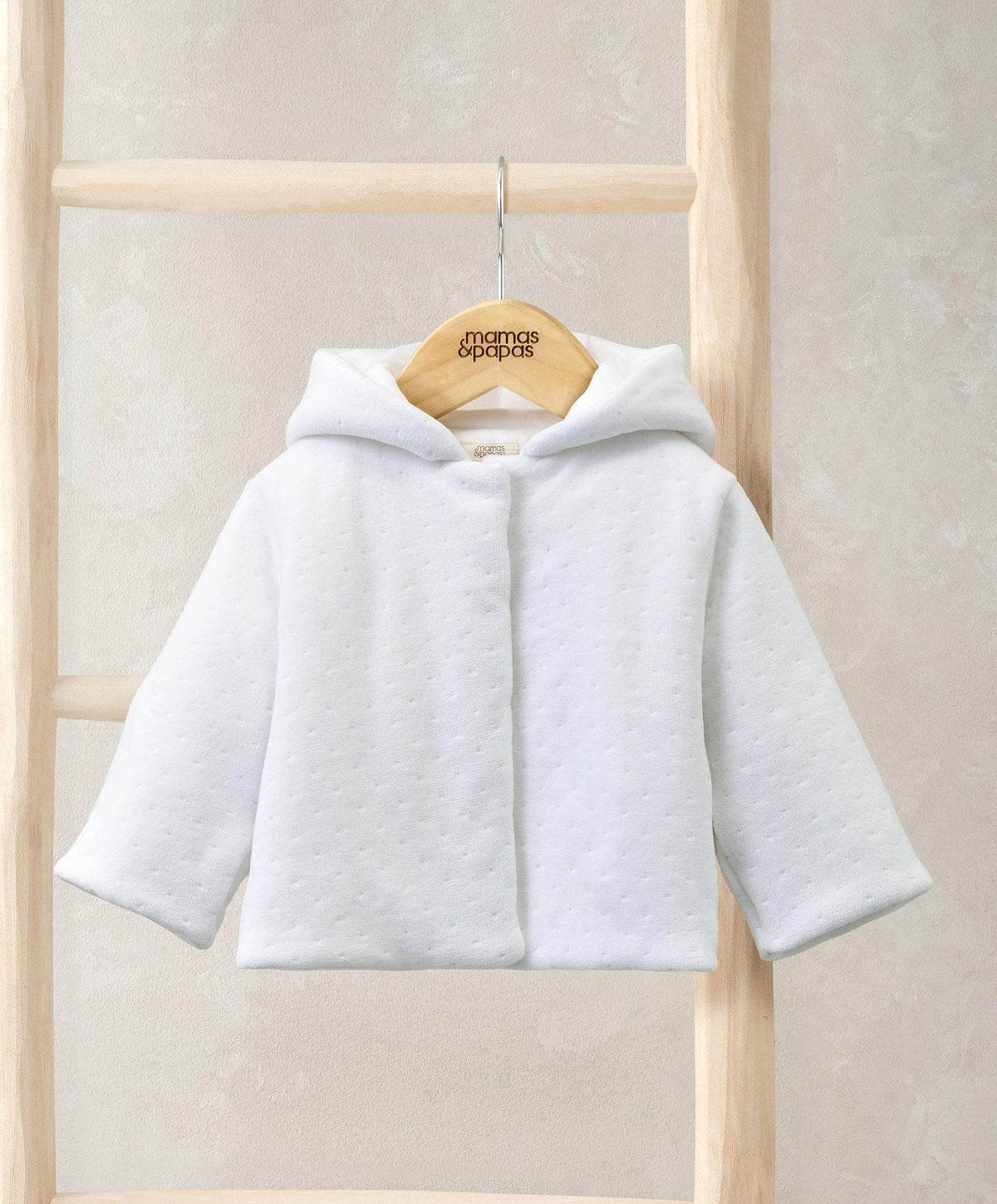 Velour Hooded Jacket - White – Mamas & Papas UK