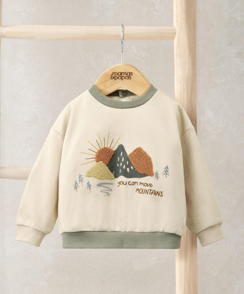 Boucle & Embroidered Sweatshirt - Cream – Mamas & Papas UK