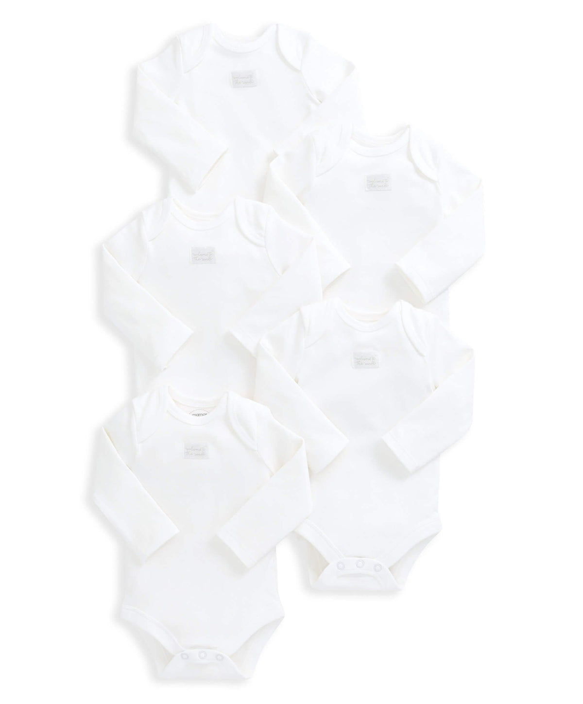 Organic Cotton Longsleeved Bodysuits (5 Pack) - White – Mamas & Papas UK
