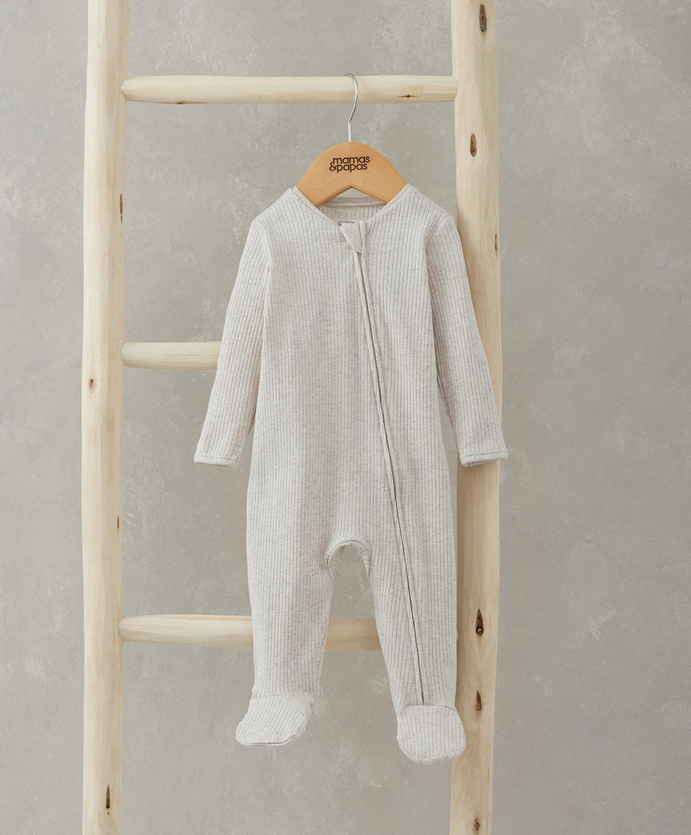 Organic Cotton Ribbed Sleepsuit - Oatmeal – Mamas & Papas UK