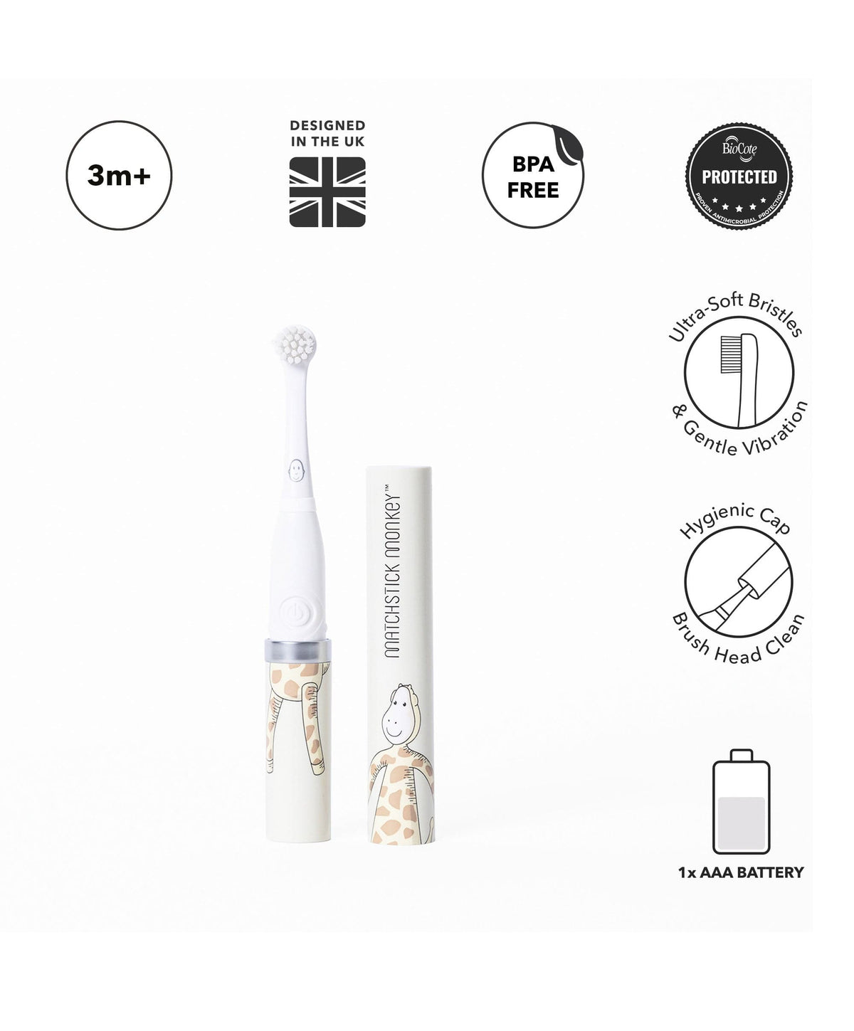 Matchstick Monkey Baby Electric Sonic Toothbrush - Giraffe – Mamas ...