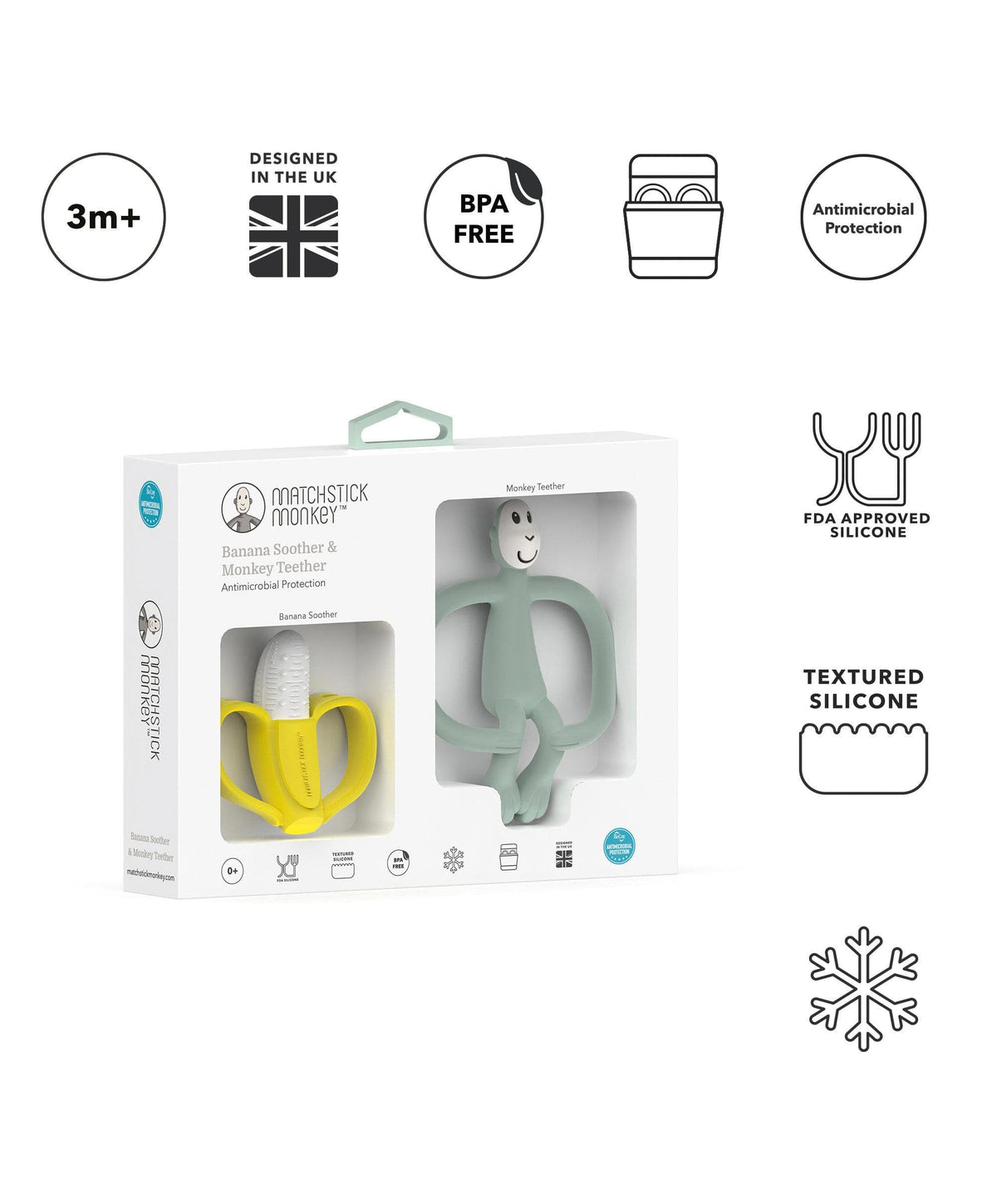 Matchstick Monkey Banana & Monkey Teething Set – Mamas & Papas UK