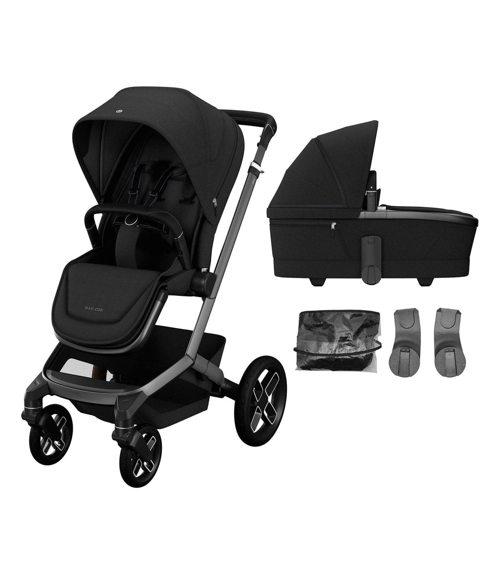Maxi-Cosi Fame Pushchair & Carrycot - Black with Black Wheels – Mamas ...