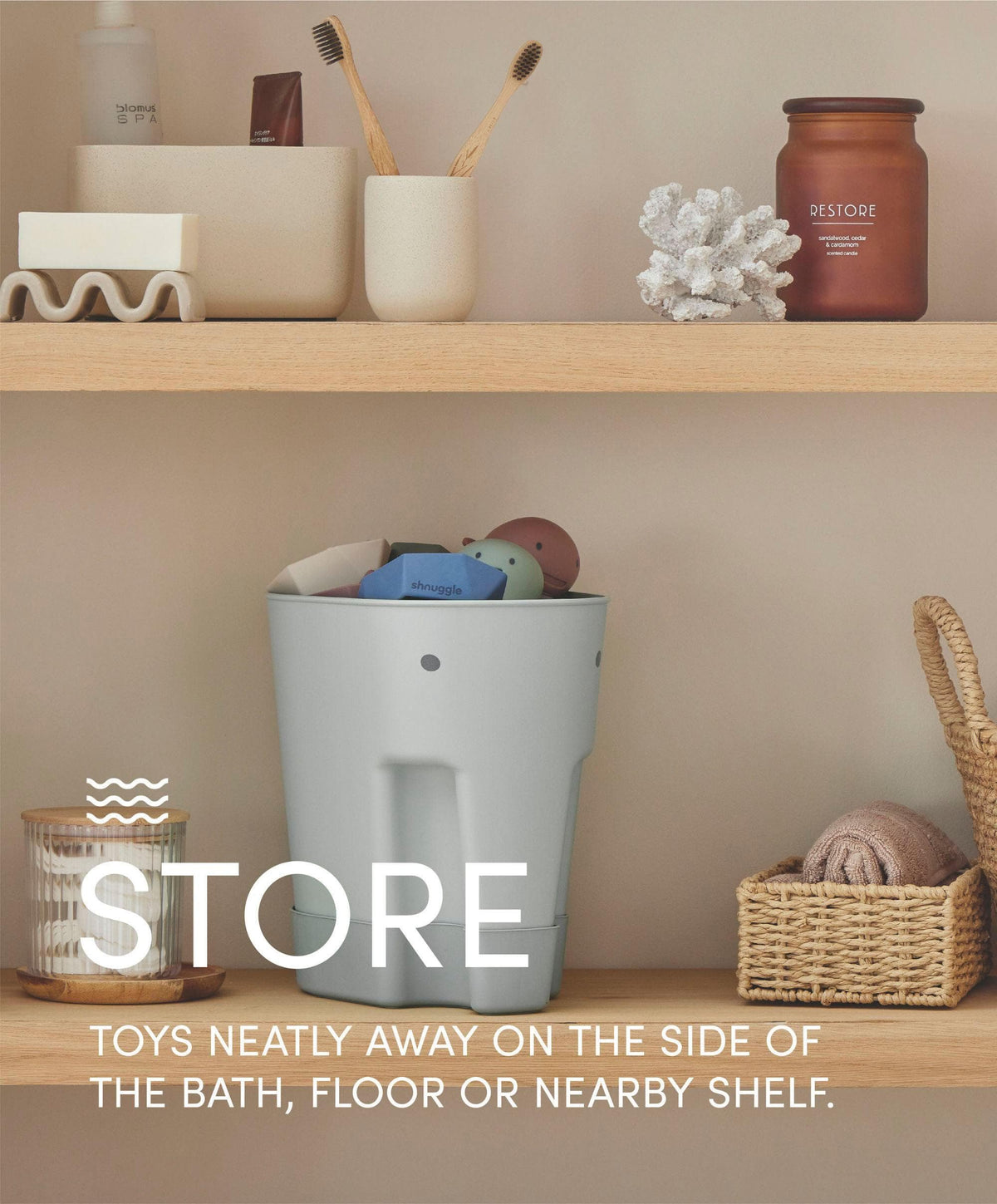 Shnuggle Ellie Bath Toy Storage Draining Caddy – Mamas & Papas UK