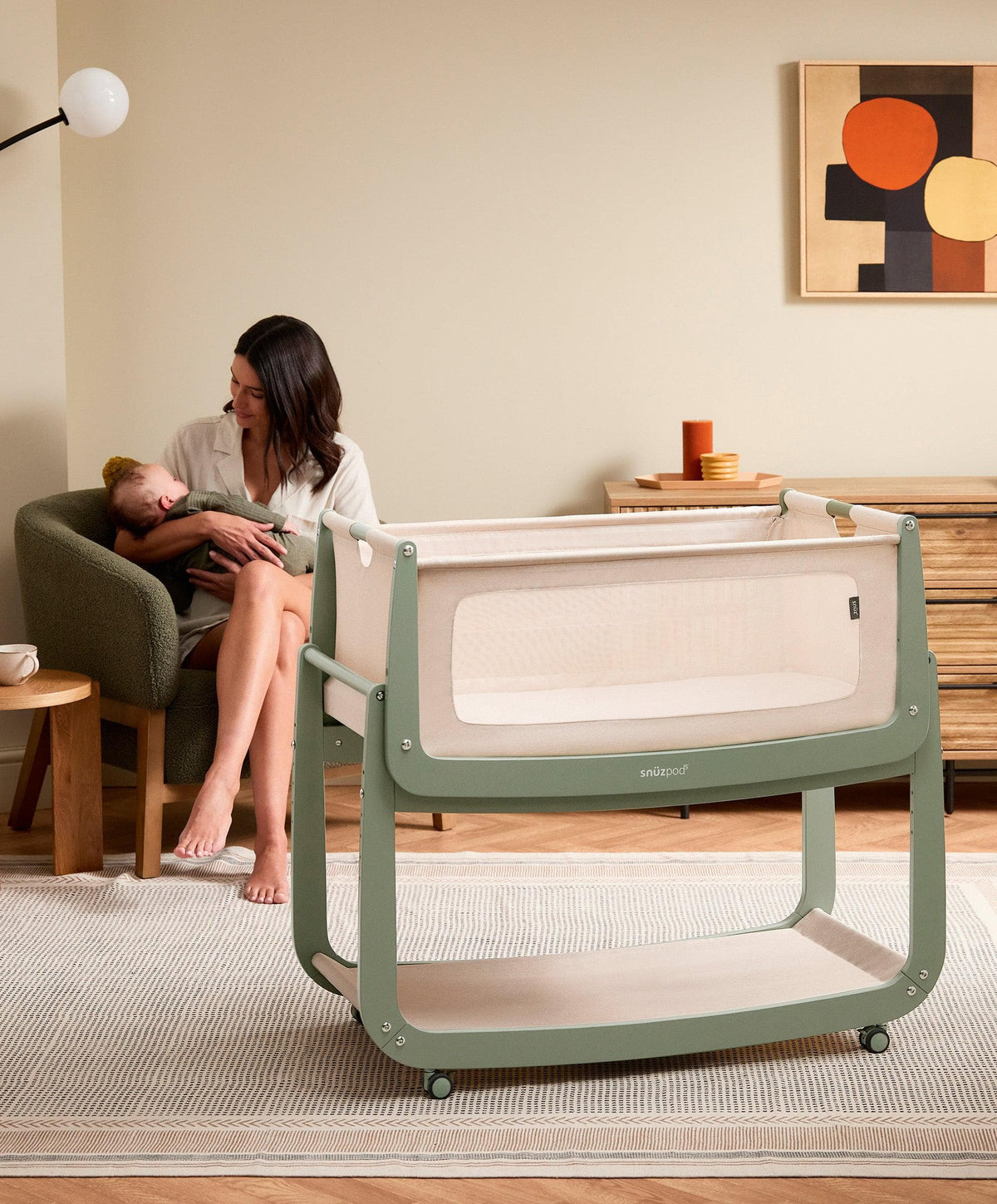 SnuzPod 5 Bedside Crib - Sage – Mamas & Papas UK