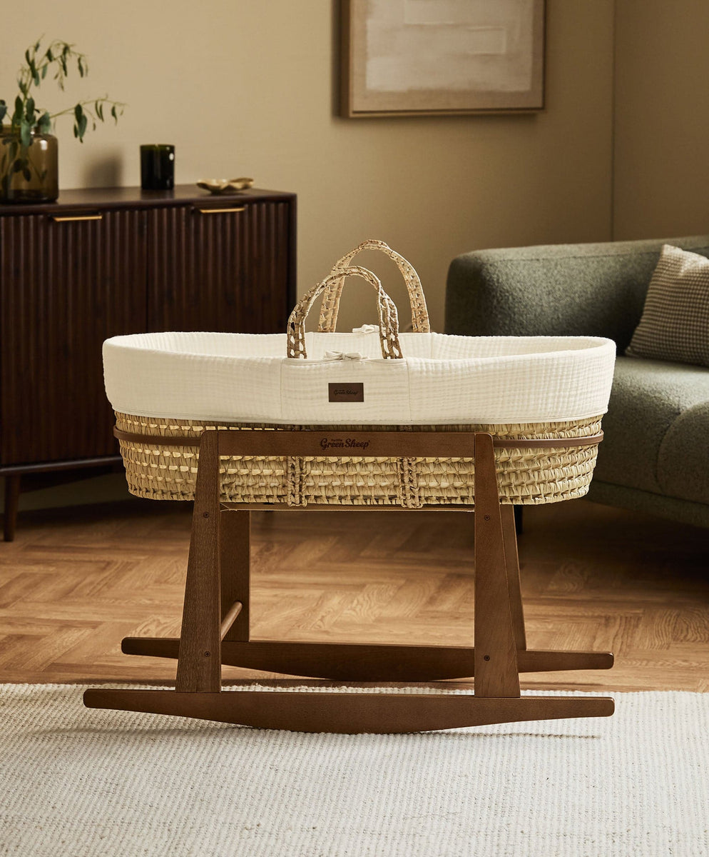 The Little Green Sheep Moses Basket Rocking Stand - Walnut – Mamas ...