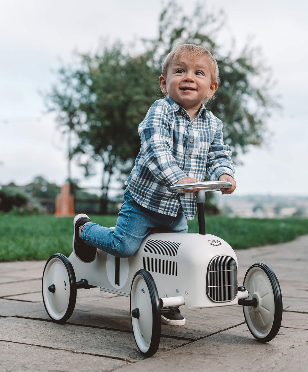 Vilac Ride On Metal Car Toy - Off White – Mamas & Papas UK