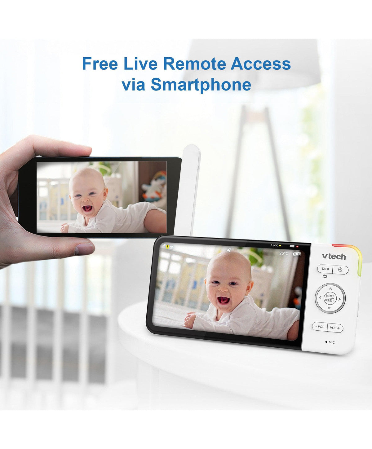 VTech RM5755HD 5” Smart Baby Monitor - White – Mamas & Papas UK