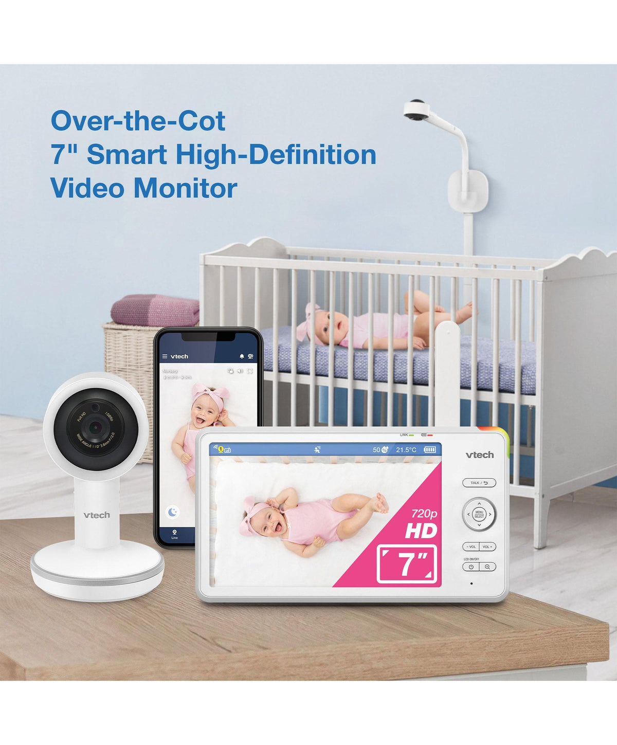 VTech RM7787HD 7” Over-The-Cot Smart Monitor – Mamas & Papas UK