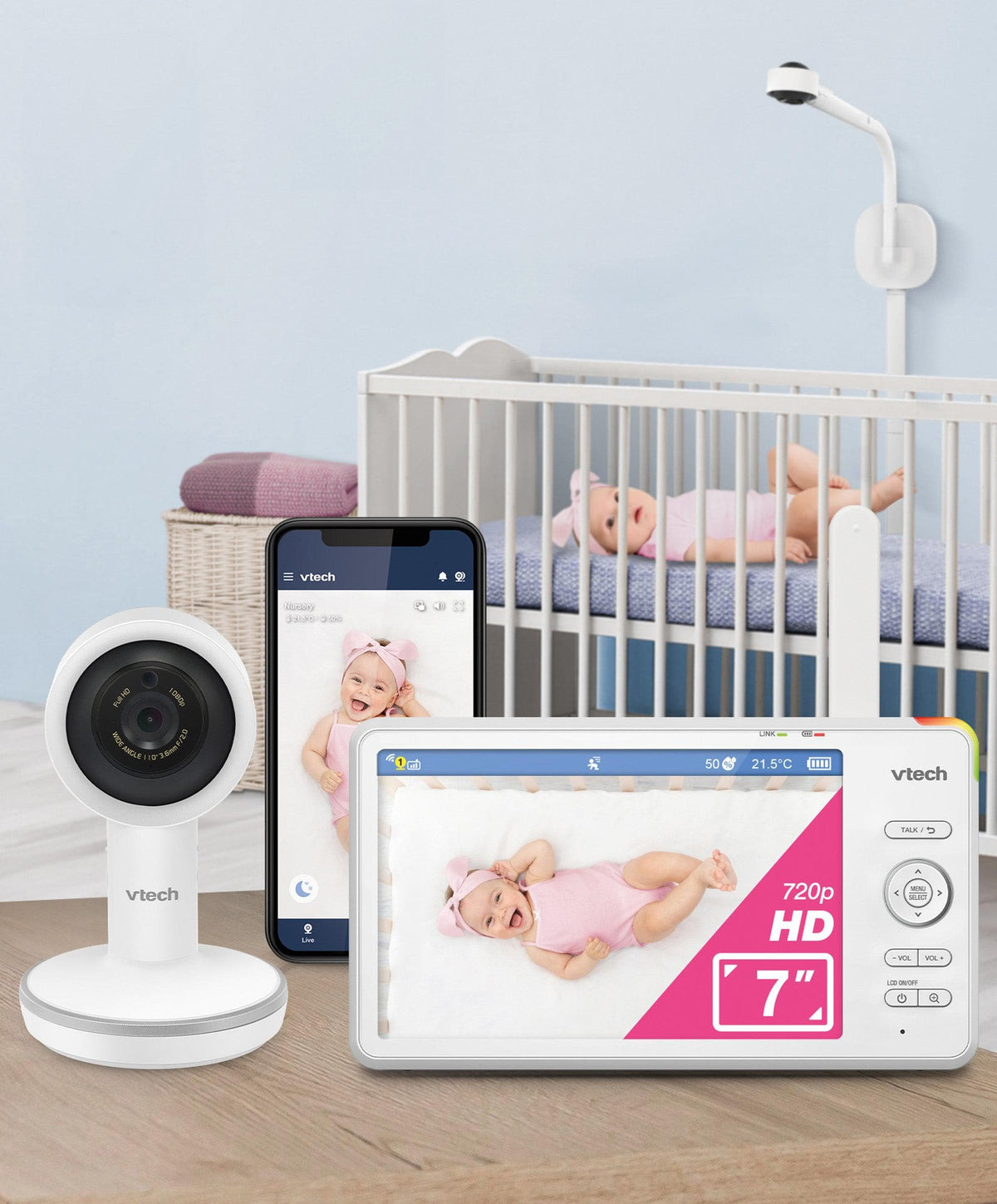 VTech RM7787HD 7” Over-The-Cot Smart Monitor – Mamas & Papas UK