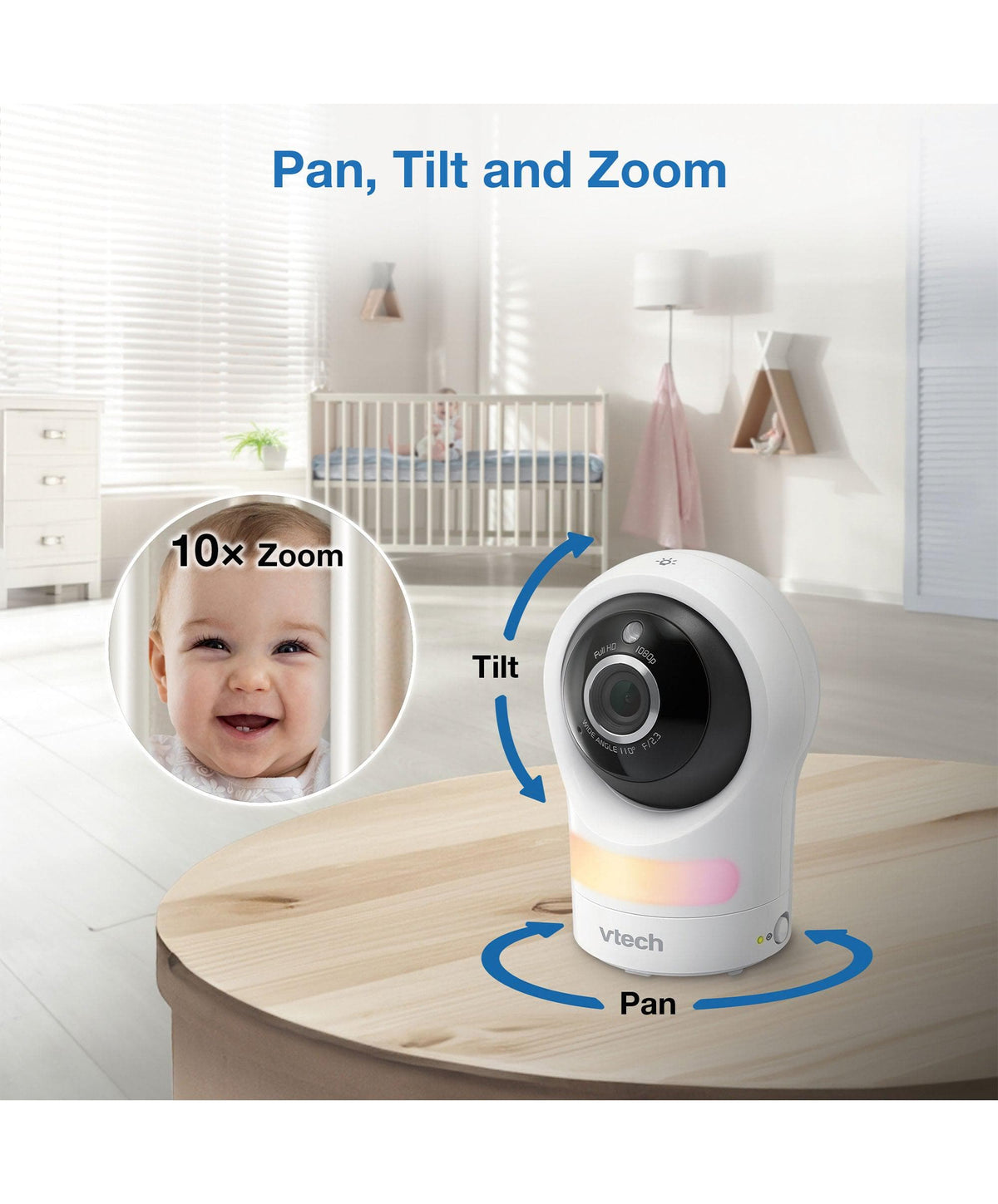 VTech RM9761 Wi-Fi 1080p Smart Baby Cam – White – Mamas & Papas UK