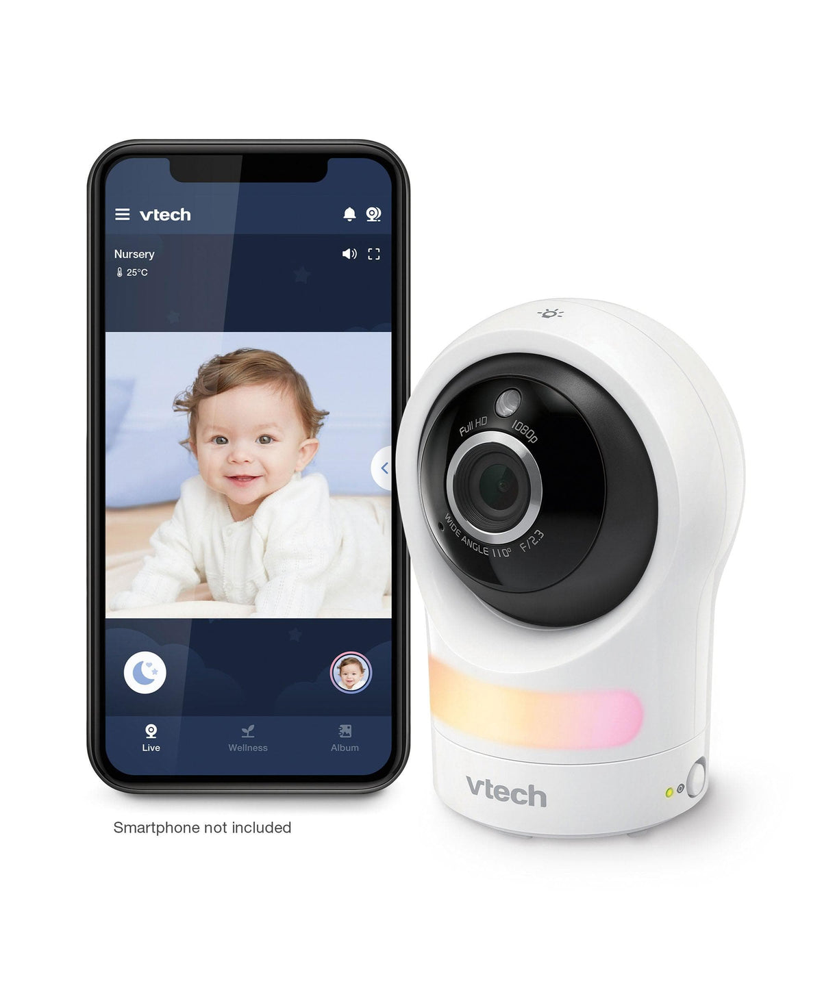 VTech RM9761 Wi-Fi 1080p Smart Baby Cam – White – Mamas & Papas UK