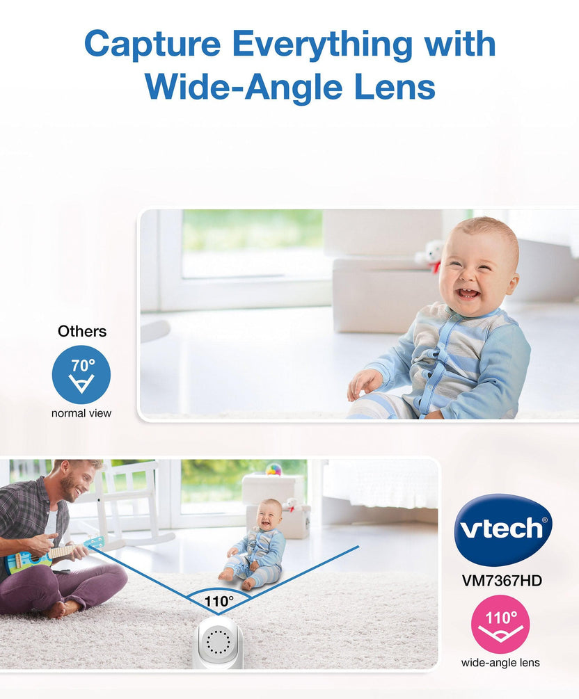 VTech VM7367HD 7” HD Pan & Tilt Video Monitor – White – Mamas & Papas UK