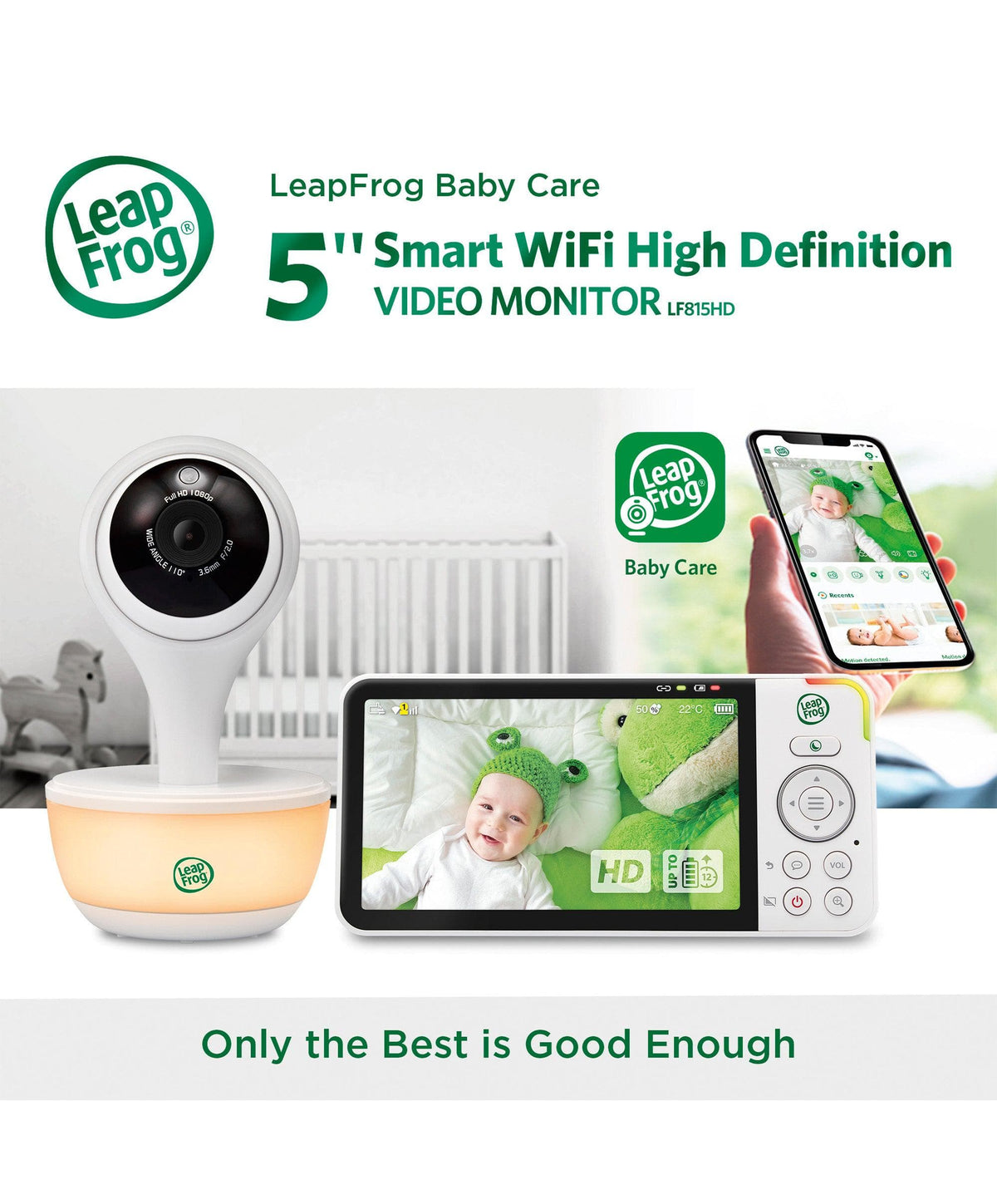 LeapFrog LF815HD 5' Smart Video Baby Monitor - White – Mamas & Papas UK