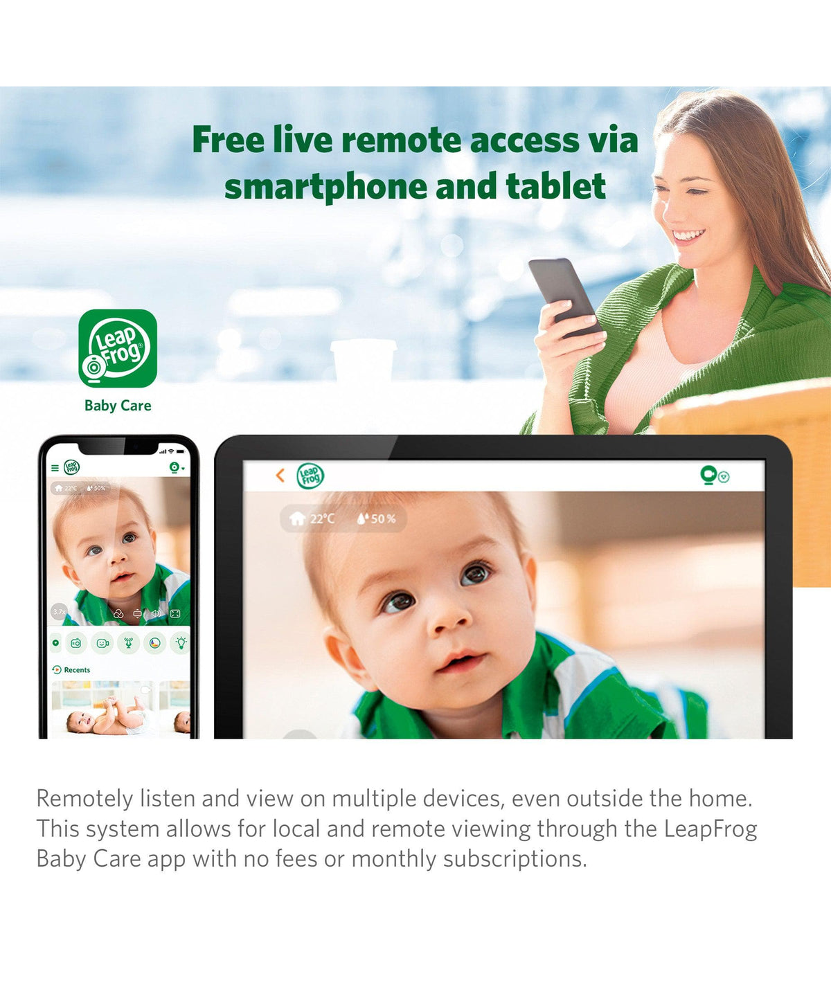 LeapFrog LF815HD 5' Smart Video Baby Monitor - White – Mamas & Papas UK