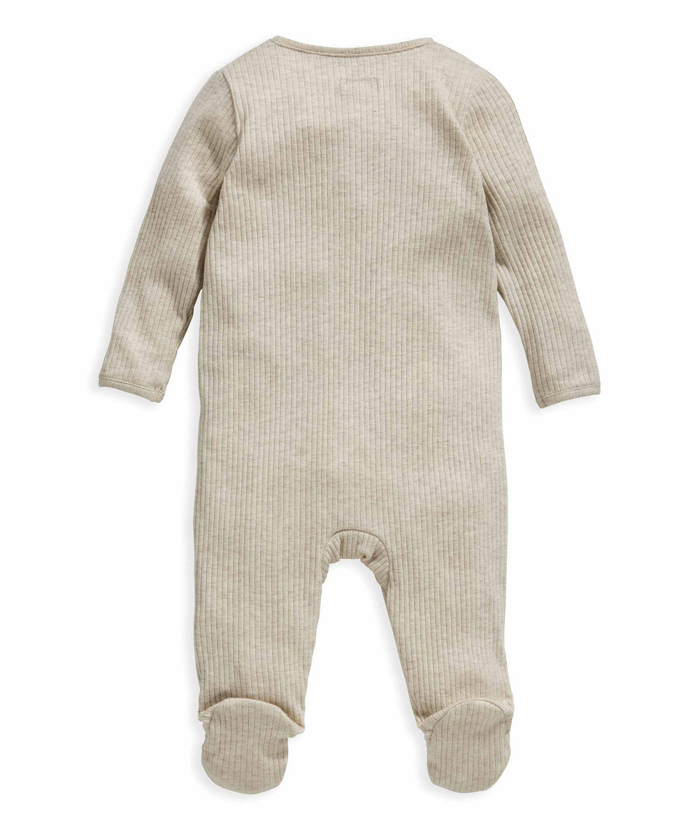Organic Cotton Ribbed Sleepsuit - Oatmeal – Mamas & Papas UK