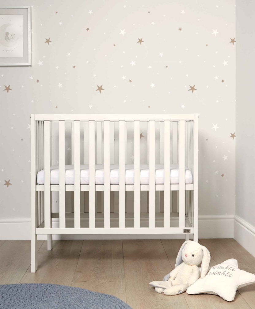 Petite Compact Cot Baby to 18 months - White Pine | Nursery Furniture ...