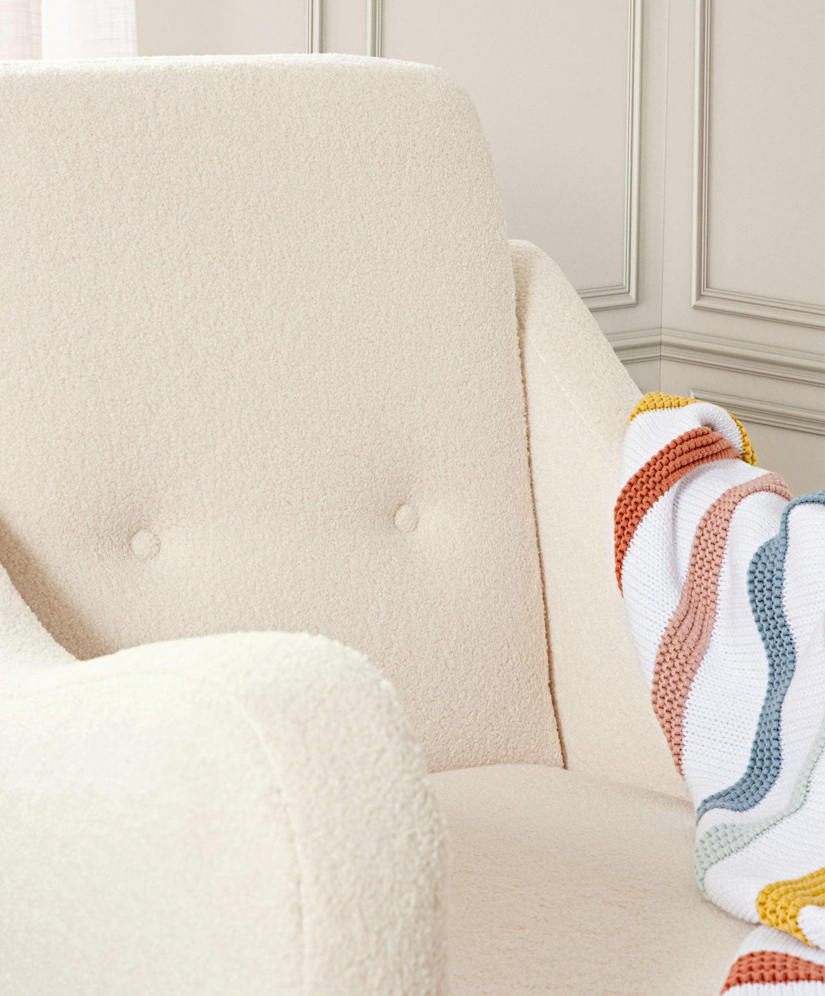 Bowdon Nursing Chair & Footstool Set - Off White Boucle – Mamas & Papas UK