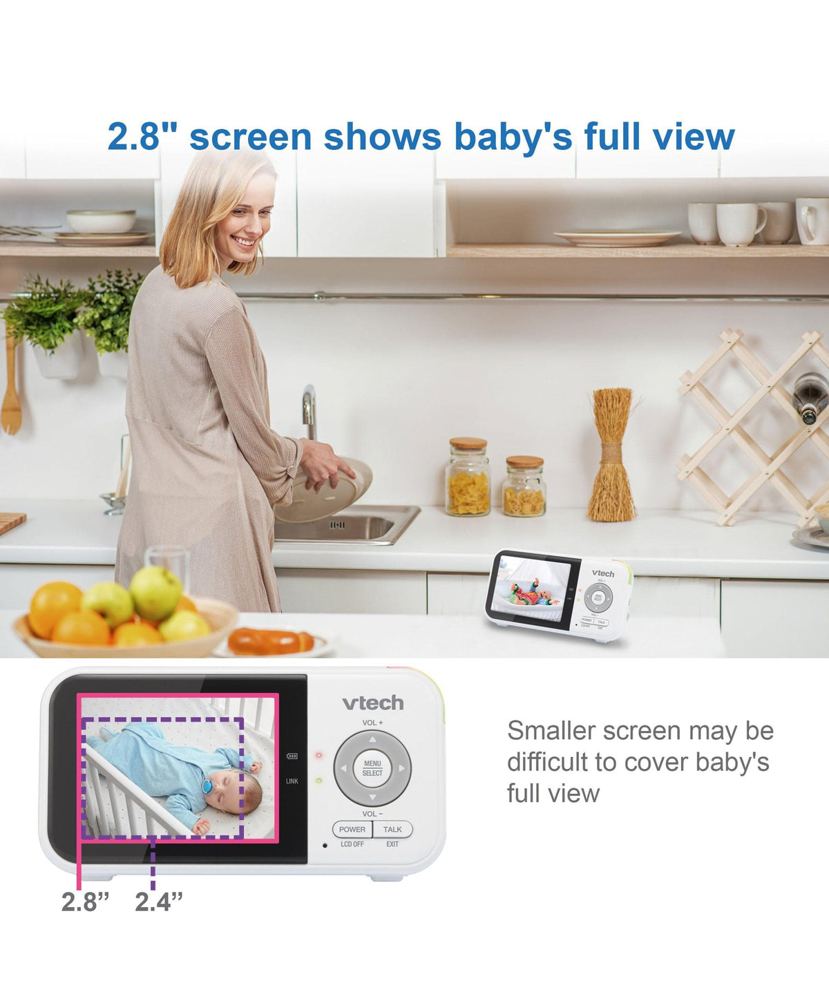 VTech VM819 2.8" Digital Video Baby Monitor- White – Mamas & Papas UK